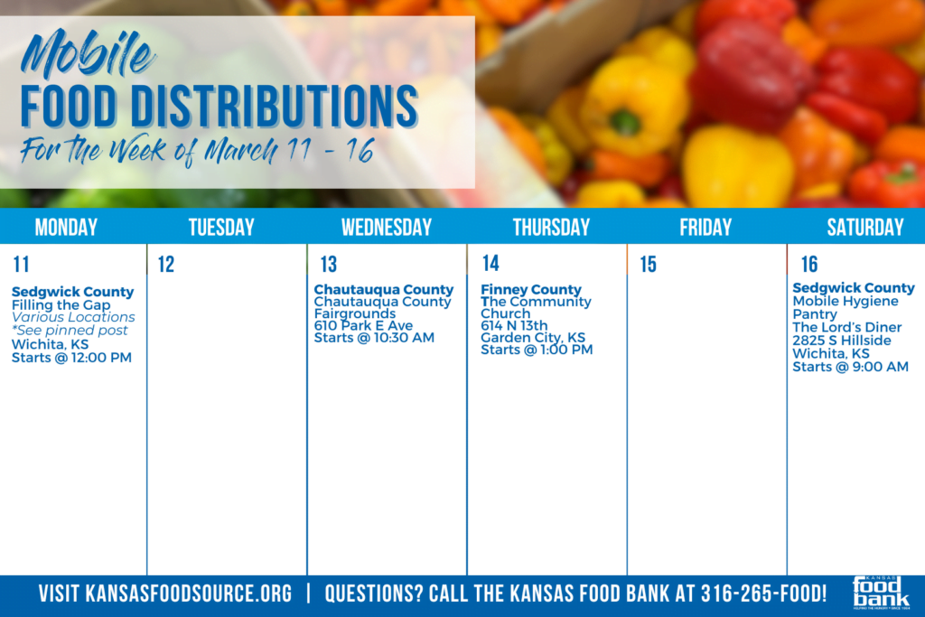 Mobile Pantry Distributions Mar 11th – 16th – Kansas Food Bank